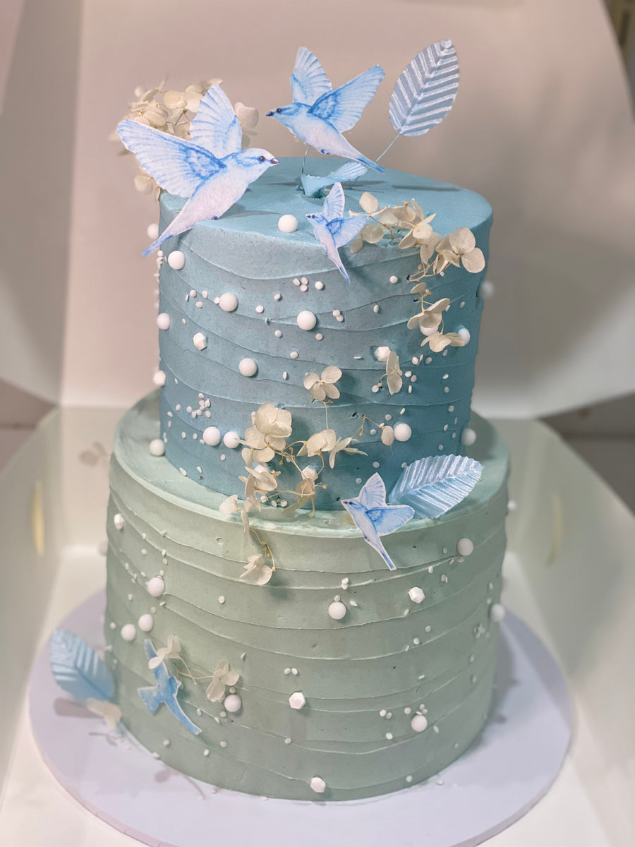 2 tier - Blue bird Cake – Lushcups Designer Cupcakes